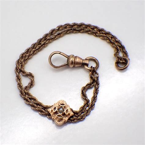 Antique Pocket Watch Chain And Slider Gold Filled And 14k Gold Etsy