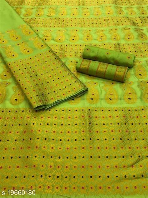 Sss Weaving Multicolor Assamese Pat Silk Mekhela Chadar 6 M With