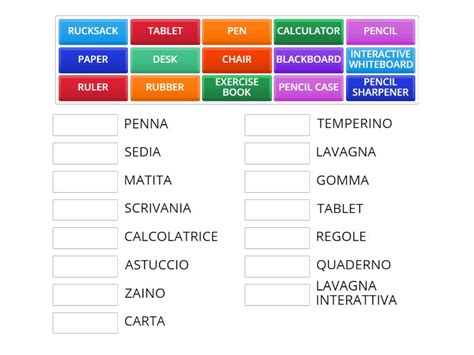 Classroom Objects Match Up