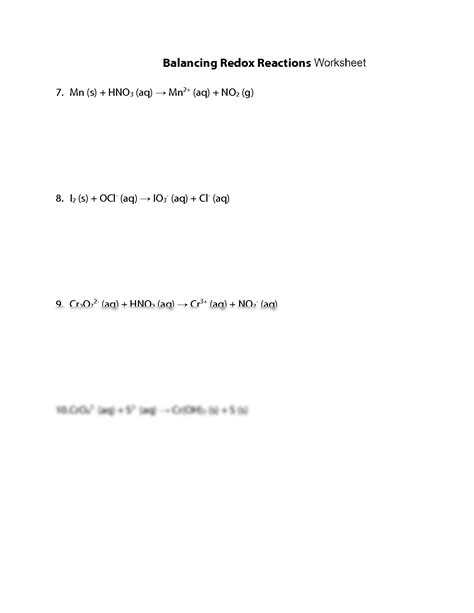Solution Chemistry Homework Help Balancing Redox Reactions