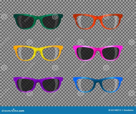 Translucent Fashion Sunglasses Various Colors Set Stock Vector Illustration Of Stylish Design