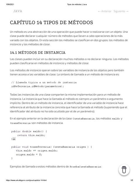 Tipos De Métodos Java Pdf Objeto Informática Java Lenguaje De Programación