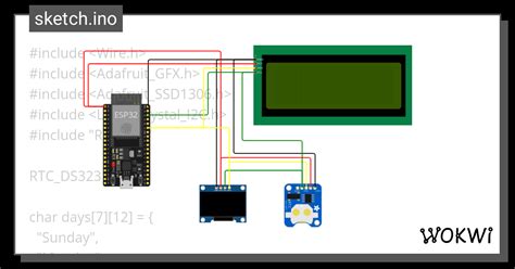 Project Antarmuka Jam Tanggal Wokwi ESP32 STM32 Arduino Simulator