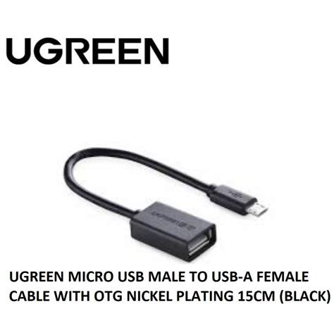 Ugreen Micro Usb Male To Usb A Female Cable With Otg Nickel Plating Cm Black