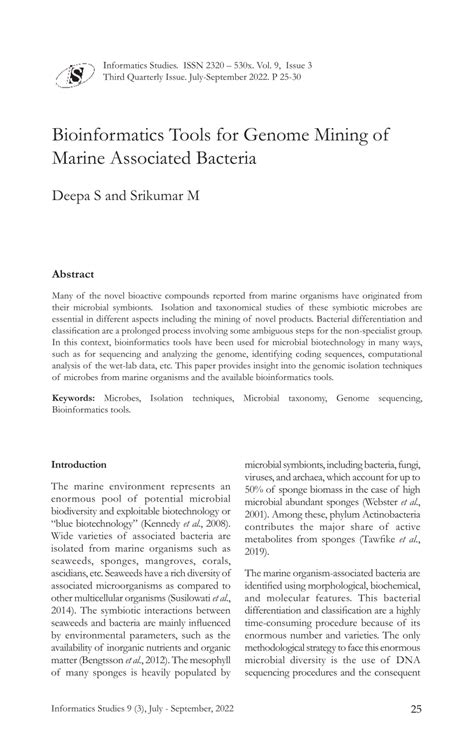 Pdf Bioinformatics Tools For Genome Mining Of Marine Associated Bacteria