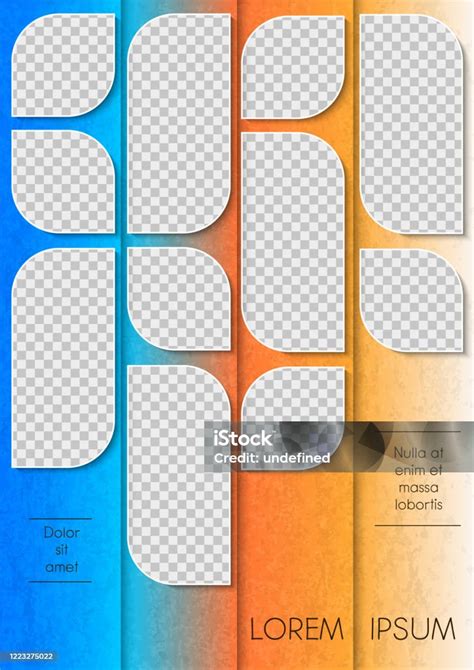 현대적인 스타일의 사진 콜라주 또는 인포 그래픽을위한 템플릿 클리핑 마스크용 프레임은 벡터 파일에 있습니다 A4 용지에 대한 스톡 벡터 아트 및 기타 이미지 Istock