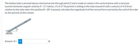 solved the hollow tube is pivoted about a horizontal axis