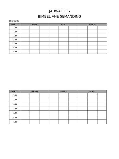 Jadwal Les Pdf