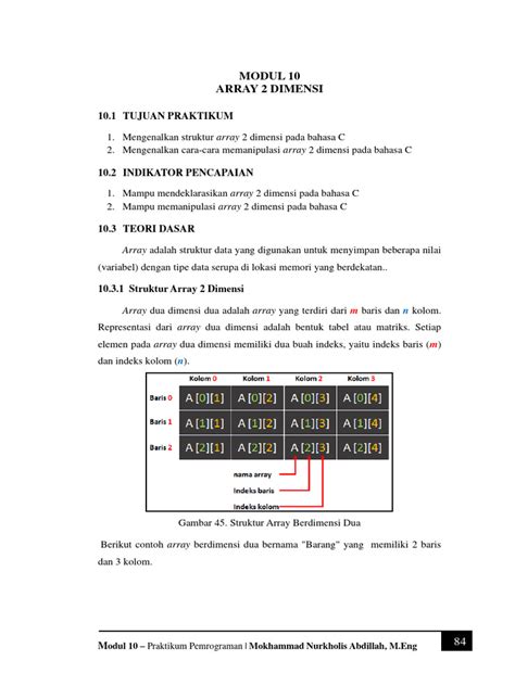 Modul 10 Array 2 Dimensi Pdf