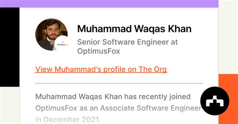 muhammad waqas khan senior software engineer at optimusfox the org