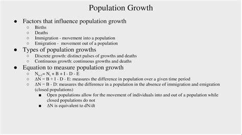 population growth continuous population growth model future