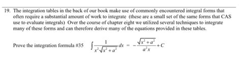 solved 19 the integration tables in the back of our book