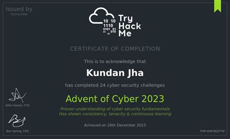 Kundan J On Linkedin Cybersecurity Tryhackme Adventofcyber2023 Infosec Ethicalhacking…