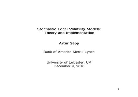 stochastic local volatility models theory and implementation pdf
