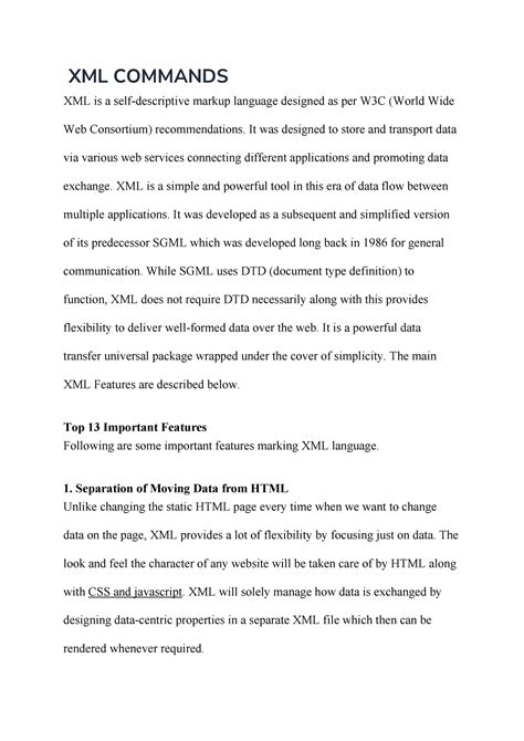 xml commands lecture notes 3 xml commands xml is a self descriptive