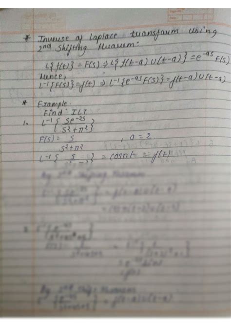 Solution Second Shifting Theorem And Application Of Laplace Transform