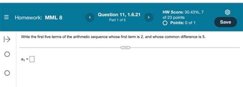 Solved Write The First Five Terms Of The Arithmetic Sequence Chegg Com