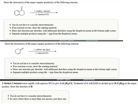 Solved Draw The Structure S Of The Major Organic Product S