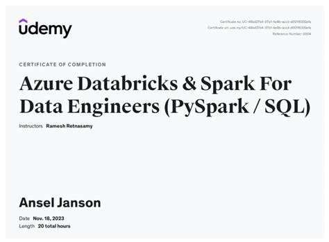 Completed Azure Databricks And Spark Course Ansel Janson Posted On The