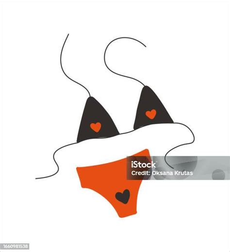 하트가 있는 여자 수영복 벡터 플랫 만화 현대 일러스트레이션 관능에 대한 스톡 벡터 아트 및 기타 이미지 관능 귀여운 디자인 Istock