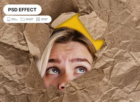 찢어진 종이 사진 효과 무료 Psd 파일