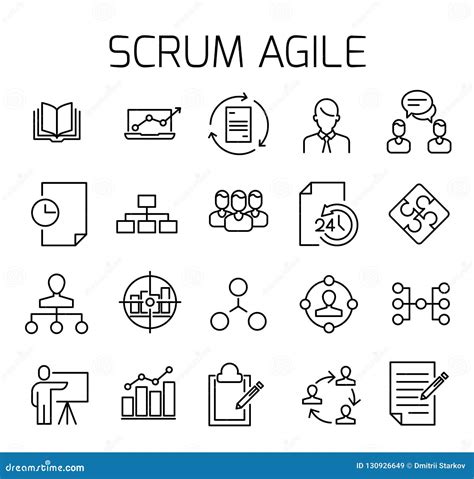 Scrum Agile Related Vector Icon Set Stock Vector Illustration Of Concept Isolated