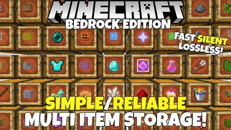 Minecraft Bedrock Easy Multi Item Storage System Tutorial Fast Silent Simple Mcpe Xbox Pc