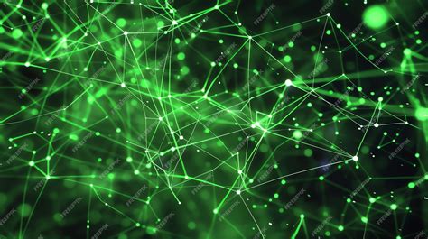 Glowing Green Neural Network Abstract Digital Background Plexus Effect