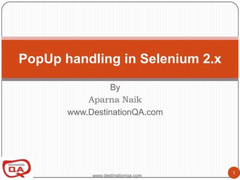 Selenium Webdriver Pop Up Handling Pptx Web Development Internet