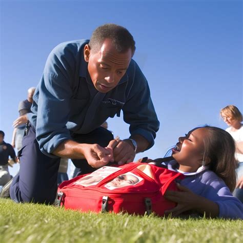 Crucial Demonstration Of Cpr And First Aid Methods During An Outdoor Training Session Premium