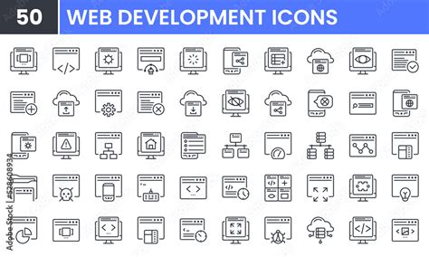 Web Development Vector Line Icon Set Contains Linear Outline Icons Like Programming Coding