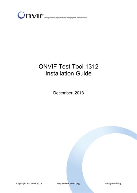 Onvif Test Tool 1312 Installation Guide Docslib