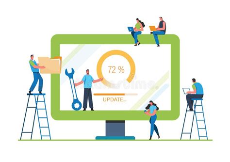 System Updates With People Updating Operation In Computing And Installation Programs System