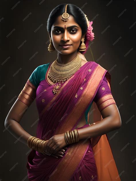 Premium Ai Image Indianwomaninsareepose