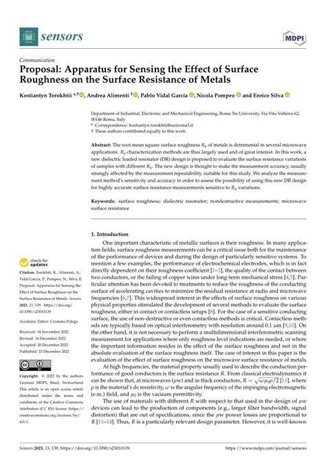 Pdf Proposal Apparatus For Sensing The Effect Of Surface Roughness On The Surface Resistance