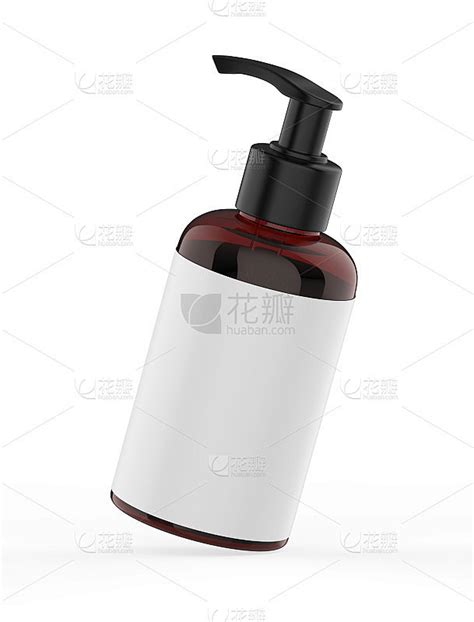 空白塑料瓶与泵分配器的品牌，3d渲染插图。