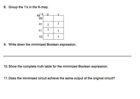 Solved 8 Group The 1s In The K Map Ab 0 1 00 01 1 1 11 1