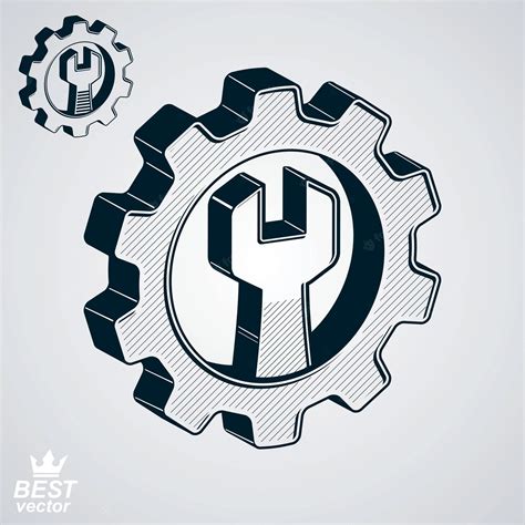 Premium Vector Dimensional Cog Wheel With Repair Spanner Vector