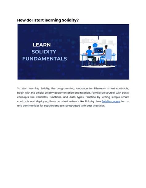 How Do I Start Learning Solidity Onlinepdf Computing Technology