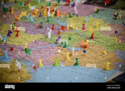Map With Pins Stock Photo Alamy