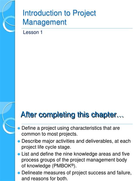 Lesson 1 Introduction To Project Management | PDF | Project Management | Goal
