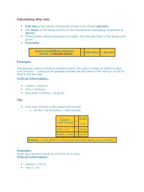 Calculating Drip Rate Pdf Intravenous Therapy Pump