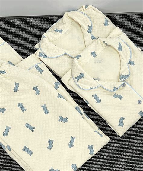 블루 토끼 커플 누빔잠옷 귀여운 수면 기모 캐릭터 잠옷 파자마 남자 여자 빅사이즈 잠옷 에이블리