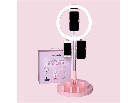 Multitasking Foldable Ring Light 3 Phone Holders Ink Black Stacksocial