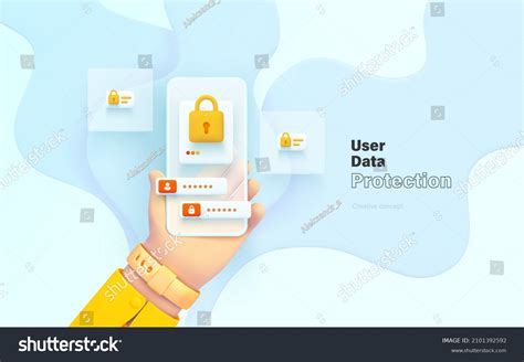 User Data Protection Hand Holding Phone Stock Vector Royalty Free 2101392592