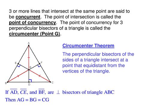 Concurrency Of Perpendicular Bisectors Of A Triangle