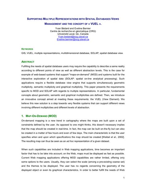 Pdf Supporting Multiple Representations With Spatial Databases Views Management And The