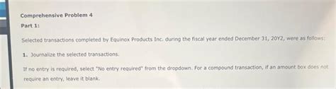 solved comprehensive problem 4 part 1 selected transactions