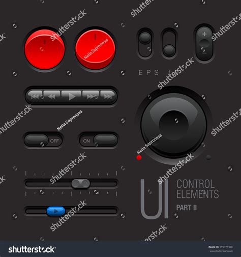 Dark Web Ui Elements Buttons Switches Stock Vector Royalty Free