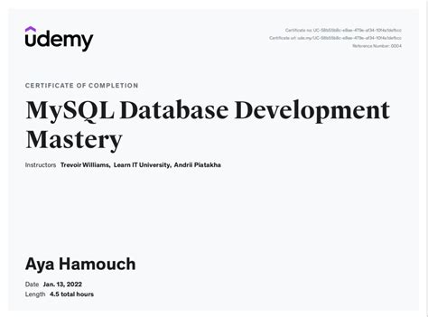 Aya Hamouch On Linkedin Mysql Databasedevelopment Udemy